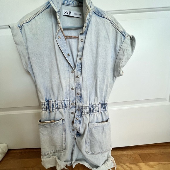 Zara | Pants & Jumpsuits | Zara Denim Romper | Poshmark